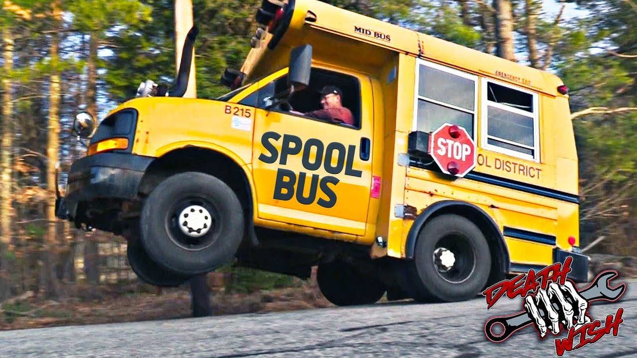 TWIN TURBO SCHOOL BUS DOES WHEELIES - Busted Knuckle Films